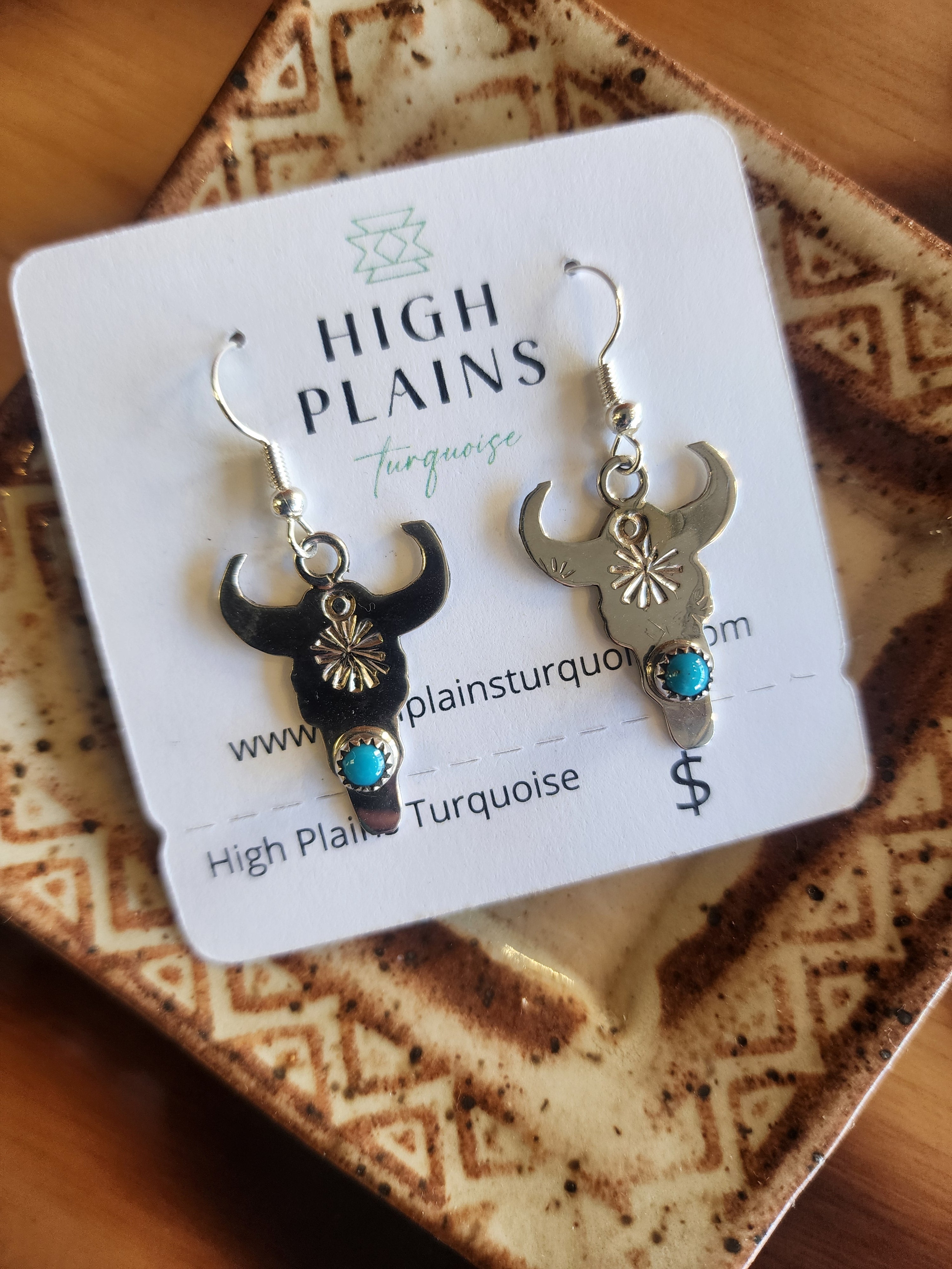 Sandra Parkett Sterling Silver Steer Earrings with Kingman Turquoise a ...