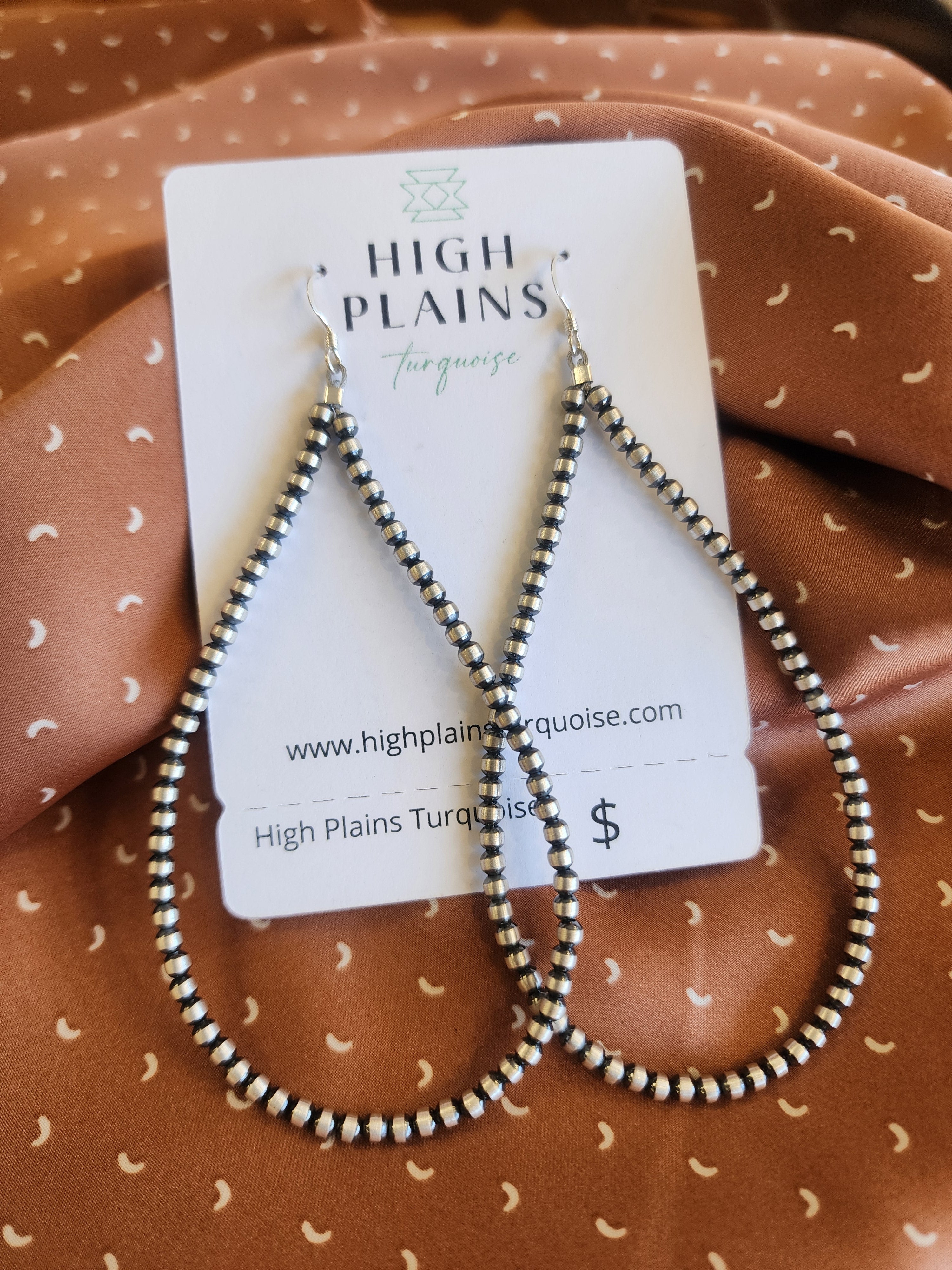 Long Sterling Silver Beaded Earrings – High Plains Turquoise | Cheyenne, WY