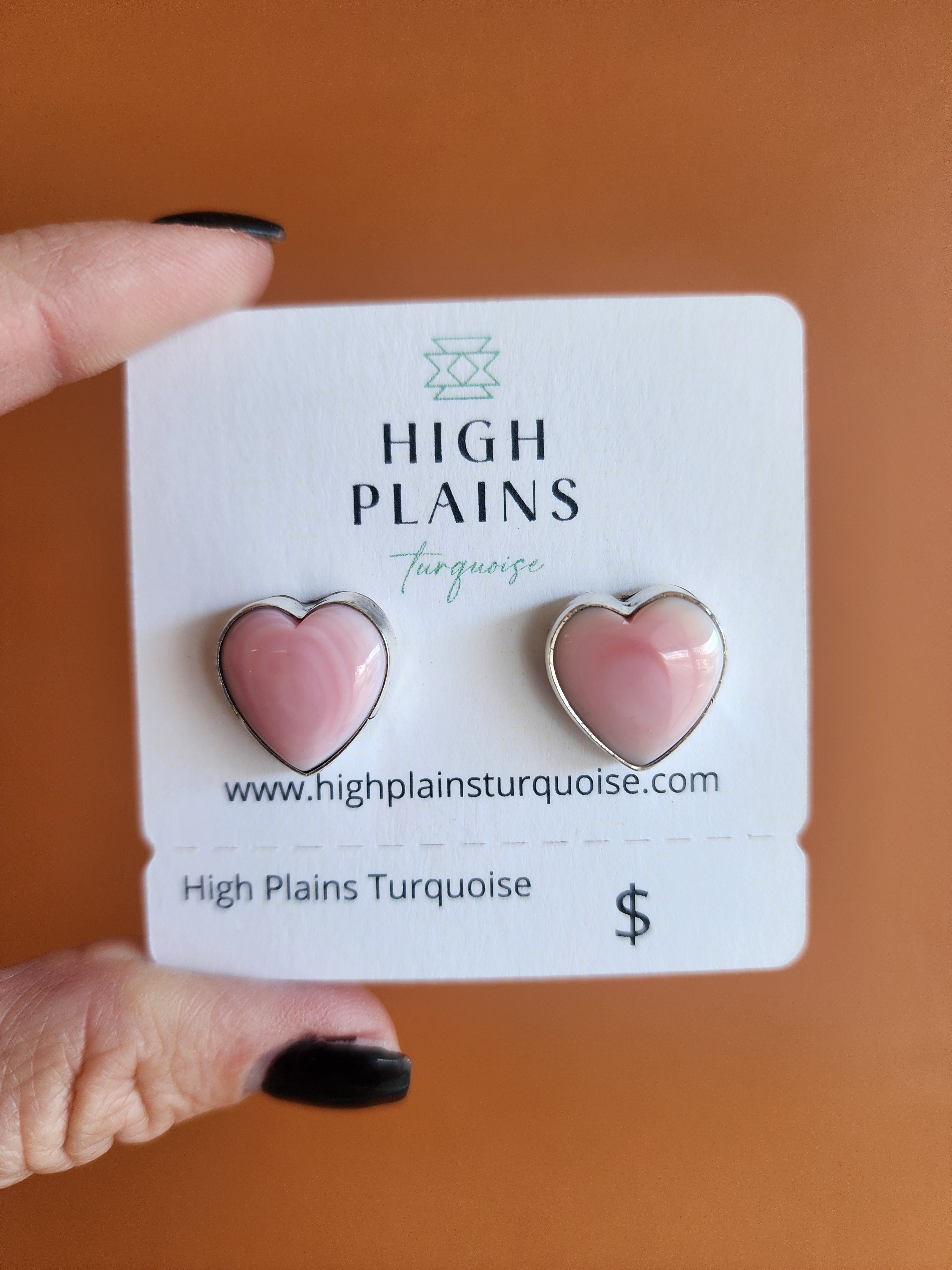 Pink Conch Heart Stud Earrings – High Plains Turquoise | Cheyenne, WY