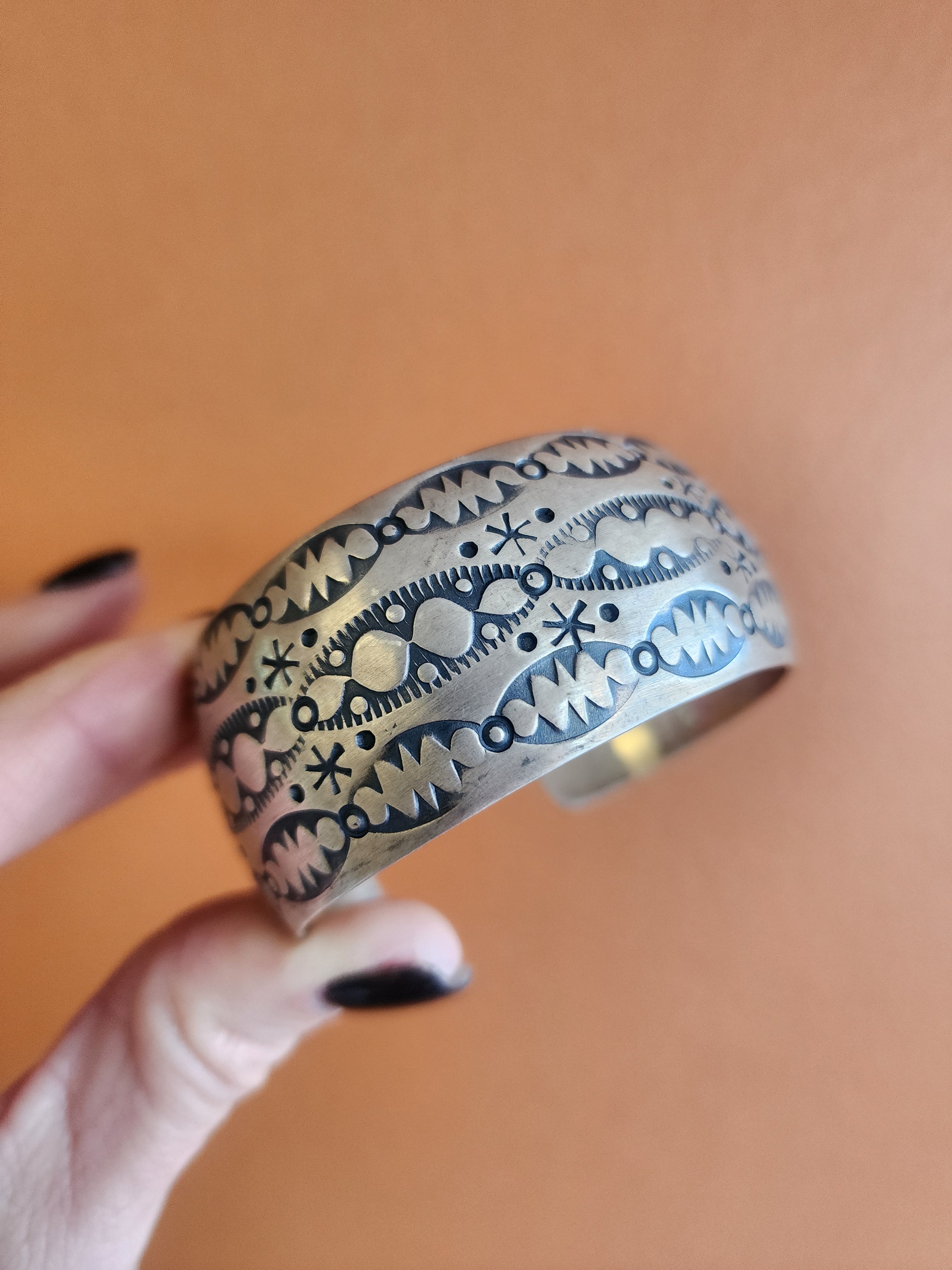Hand Stamped Sterling Silver Cuff Bracelet – High Plains Turquoise ...
