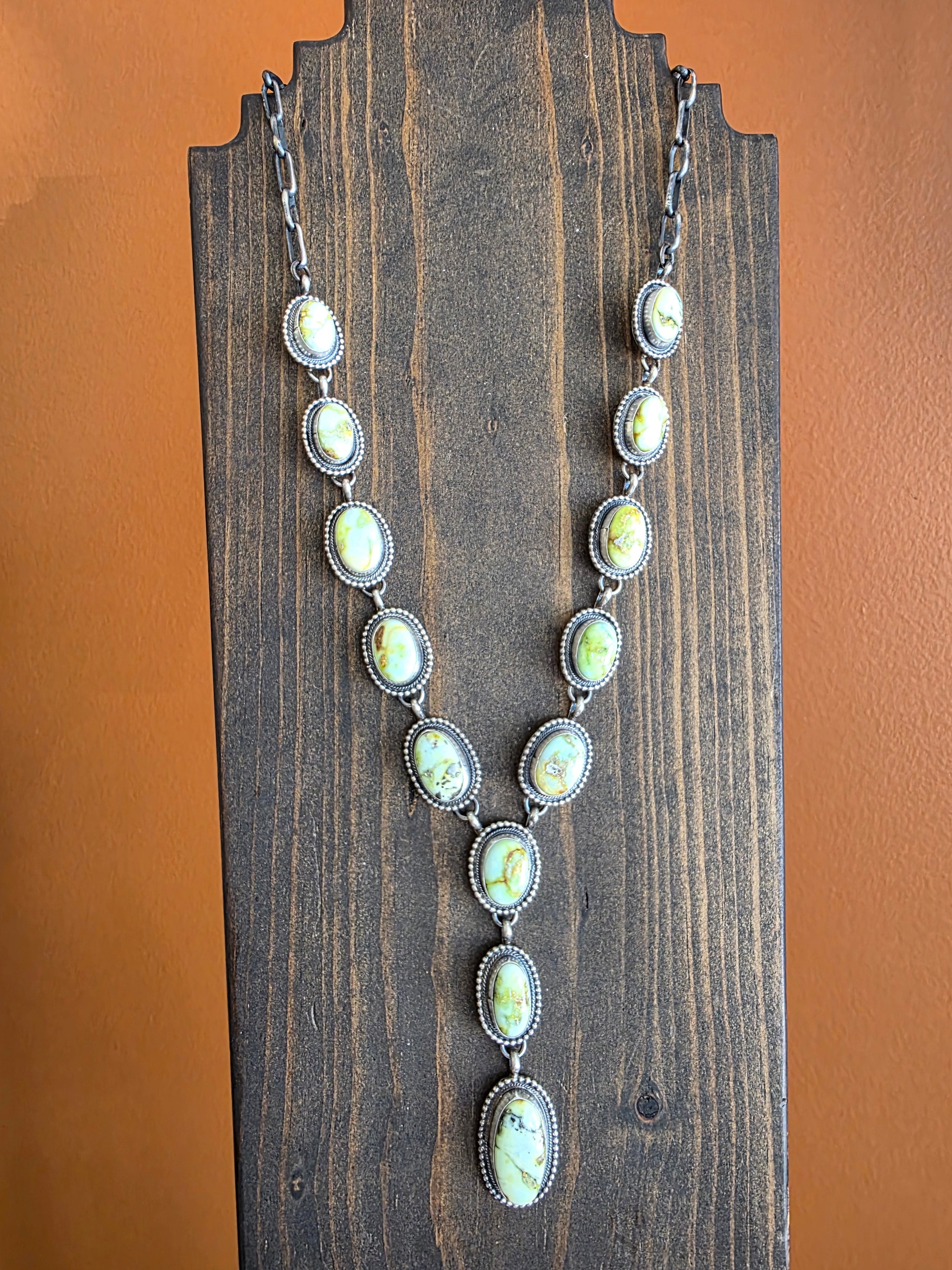 13-Stone Silver Beaded Palomino Lariat Necklace – High Plains Turquoise ...