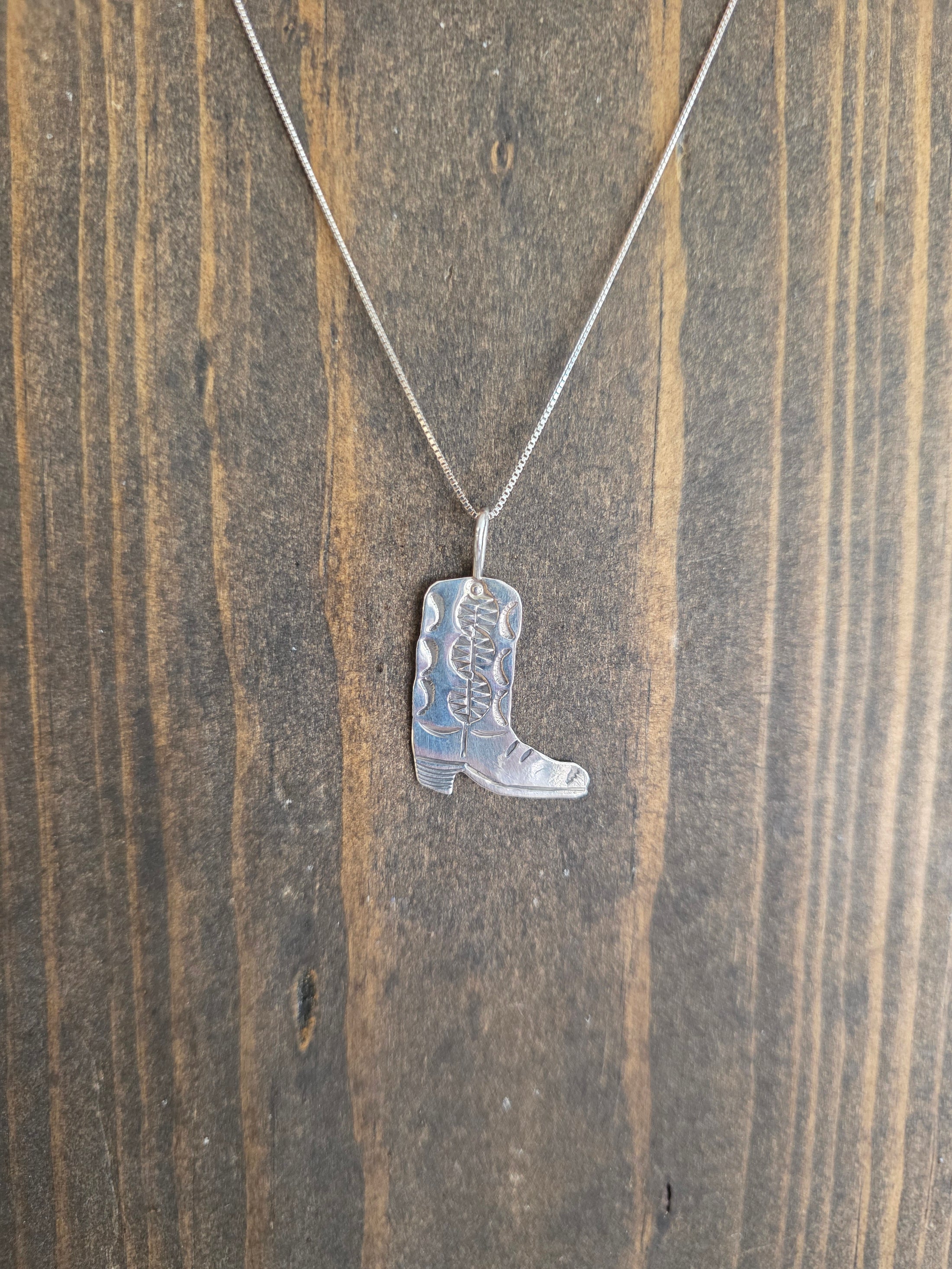 Stamped Sterling Silver Boot Necklace – High Plains Turquoise ...