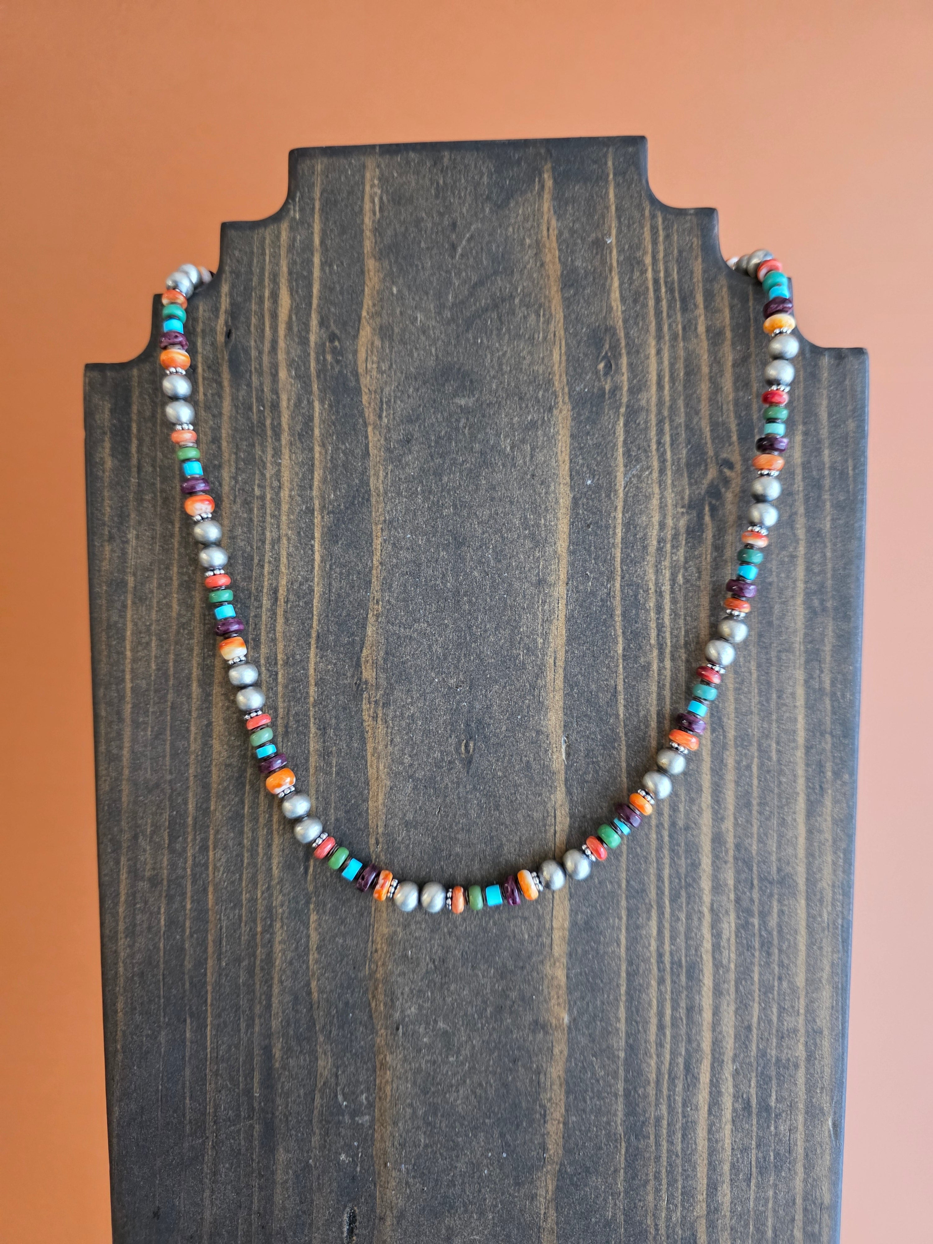 6mm Sterling Silver Multi Stone Bead Necklace – High Plains Turquoise ...