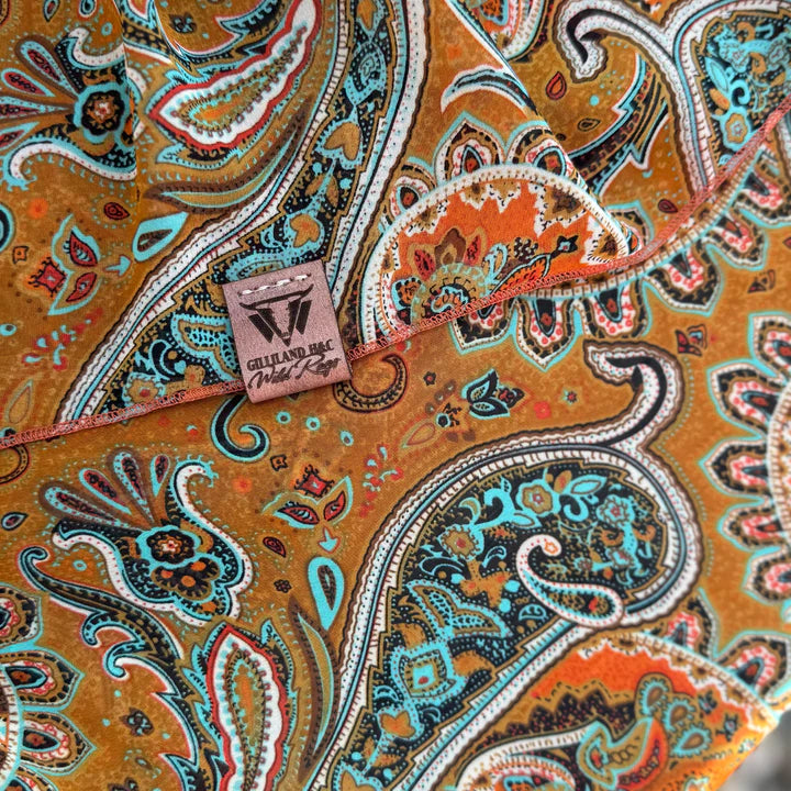 Mustard Paisley Chiffon Wild Rag - 36" – High Plains Turquoise ...